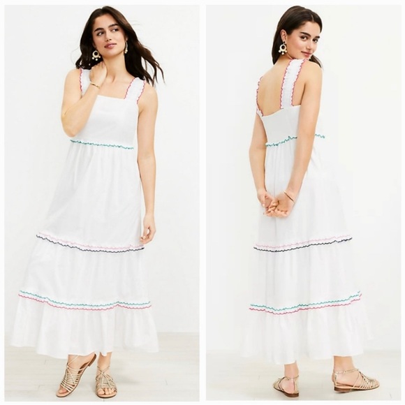 LOFT | Dresses | Loft Petite Small Maxi Dress With Rainbow Ruffle Trim ...